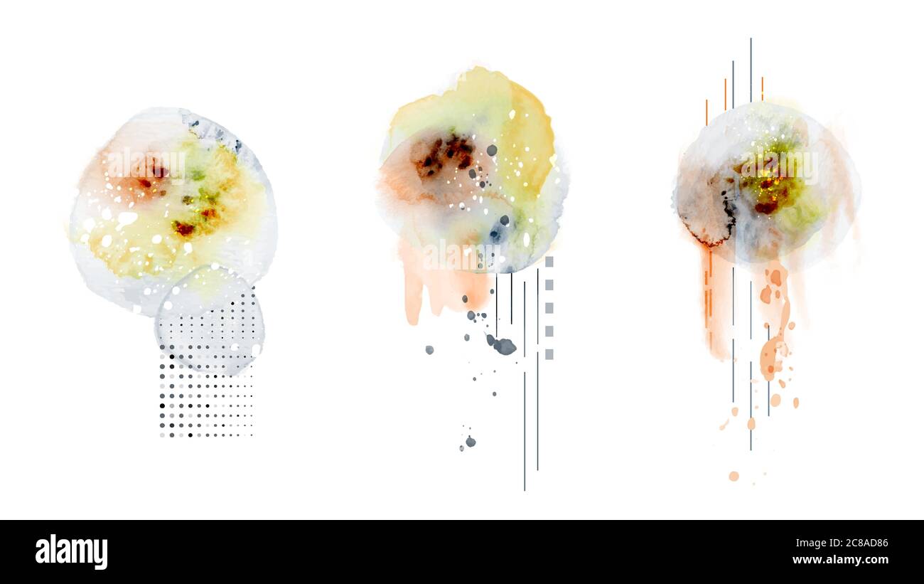 Abstract geometric modern design combined with splatter hand-painted ...