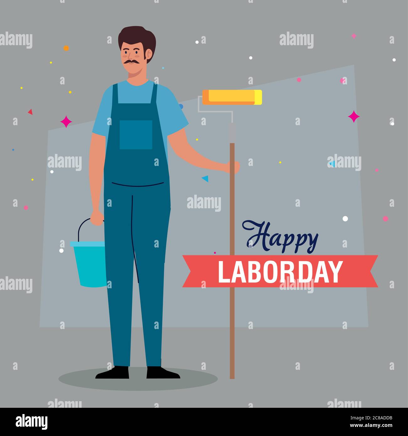 labor day poster with man painter worker Stock Vector Image & Art - Alamy