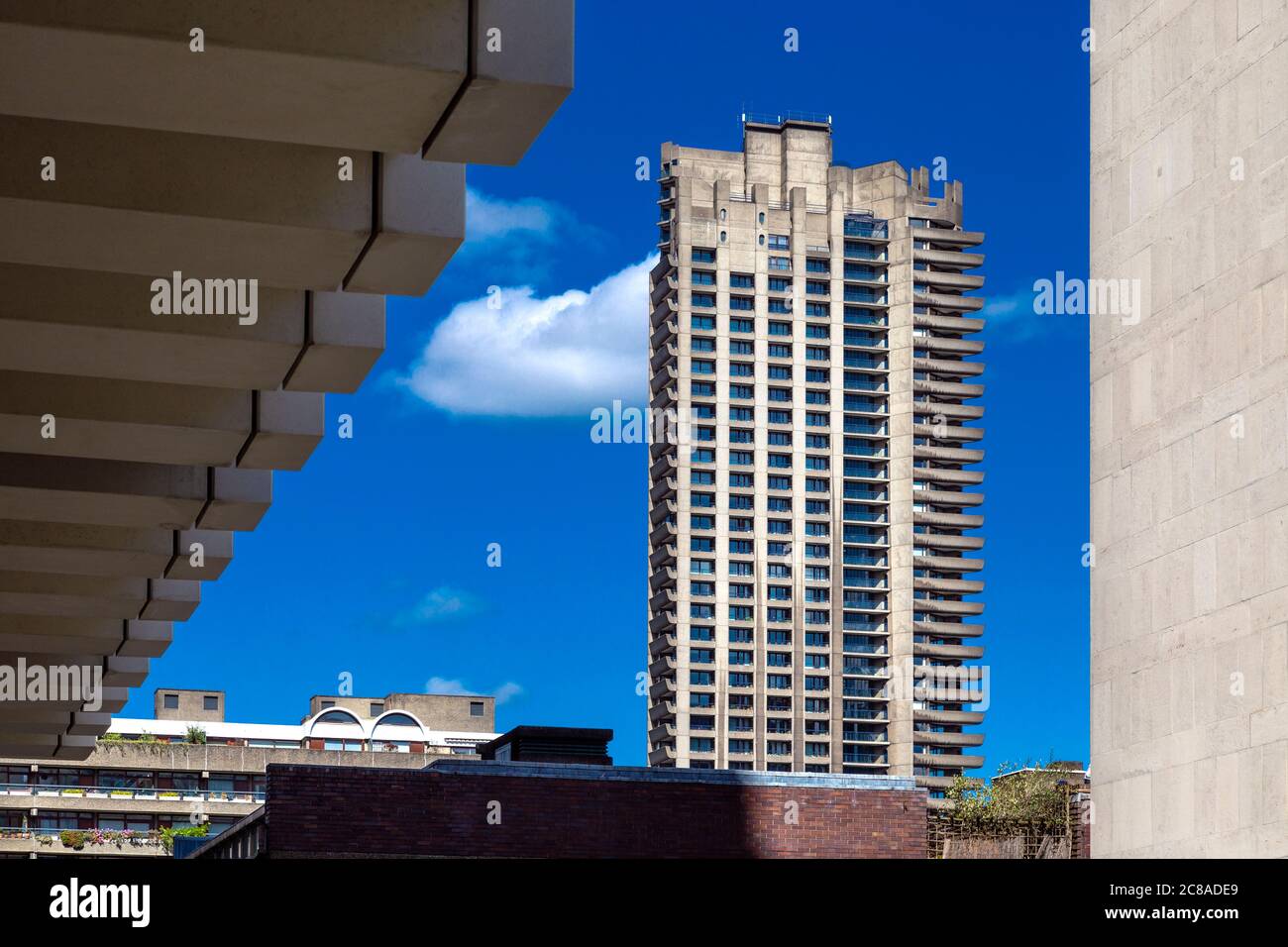 Shakespeare Tower at brutalist Barbican Estate, London, UK Stock Photo ...