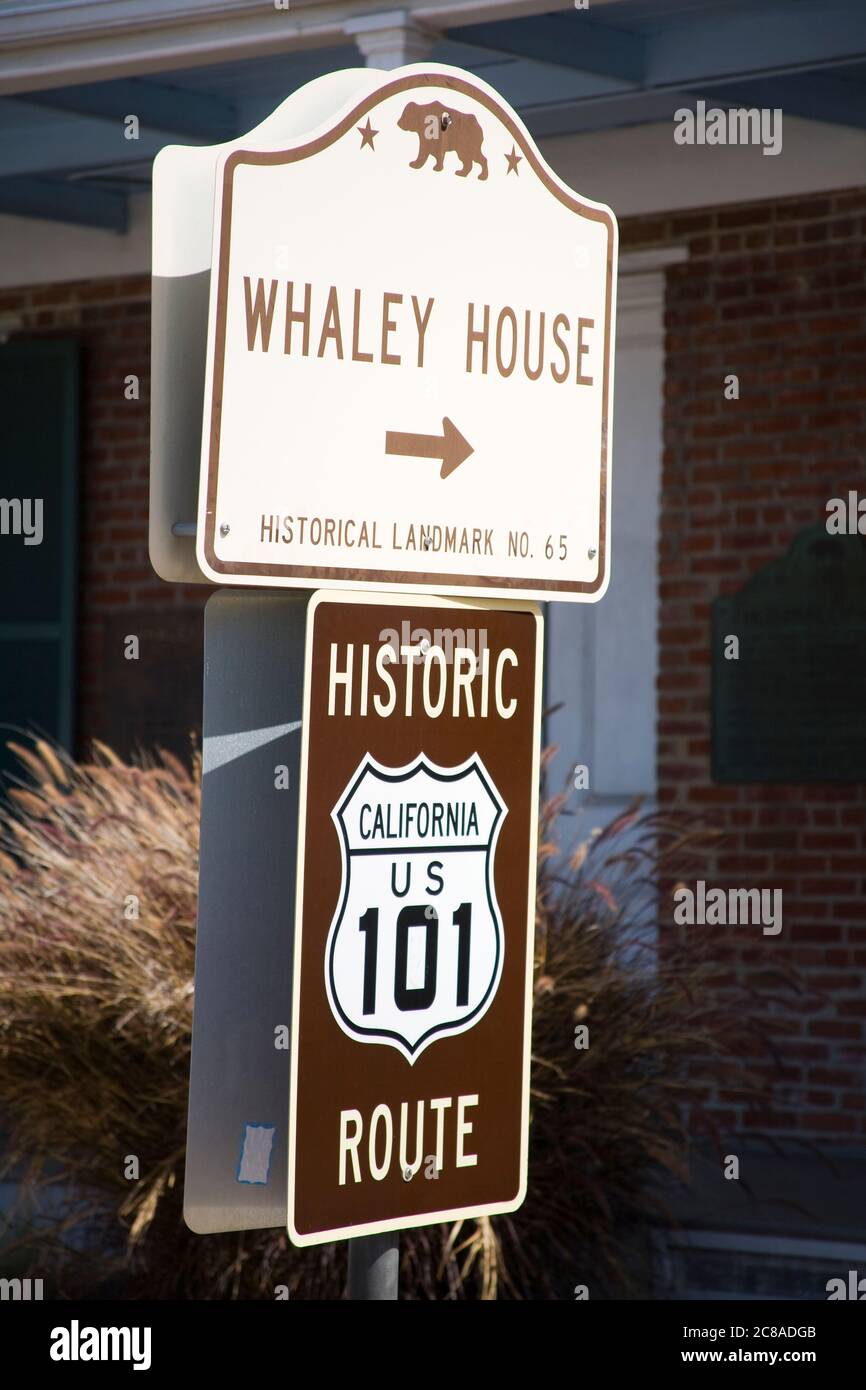 Whaley House Museum Sign, Old Town State Historic Park, San Diego ...