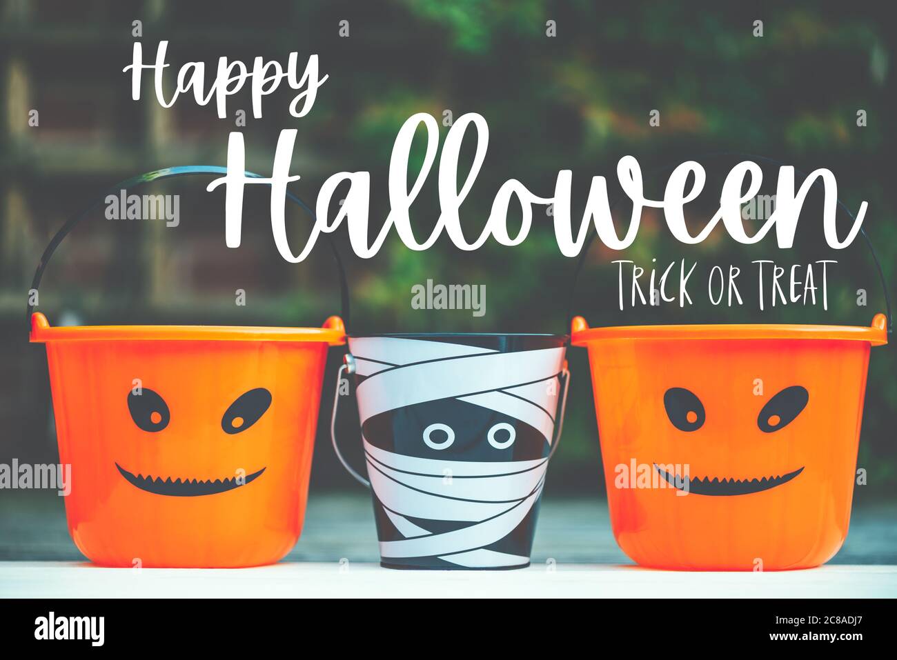 Trick or Treat Empty Halloween Buckets Stock Photo - Alamy