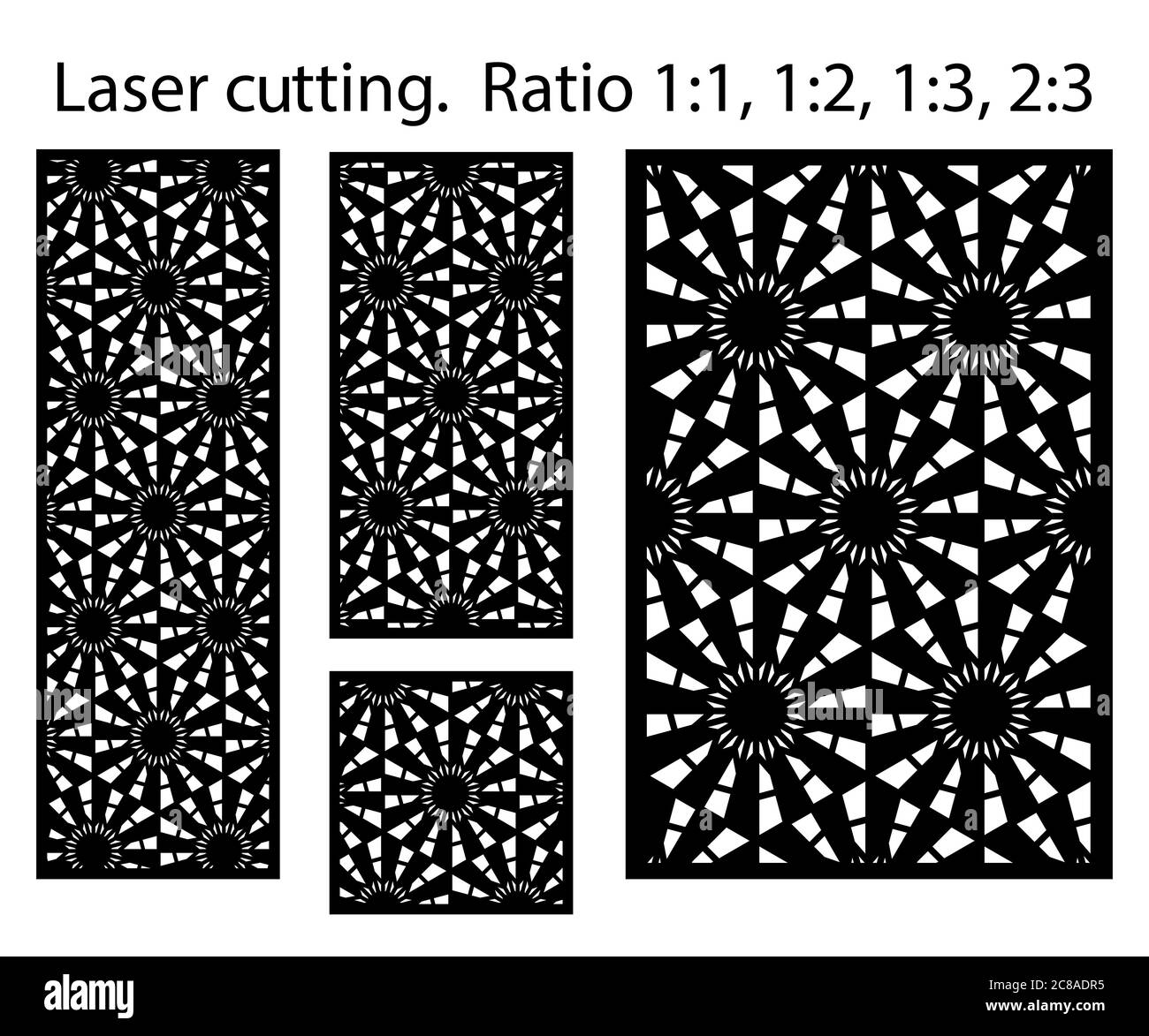 Laser pattern. Set of decorative vector panels for laser cutting ...