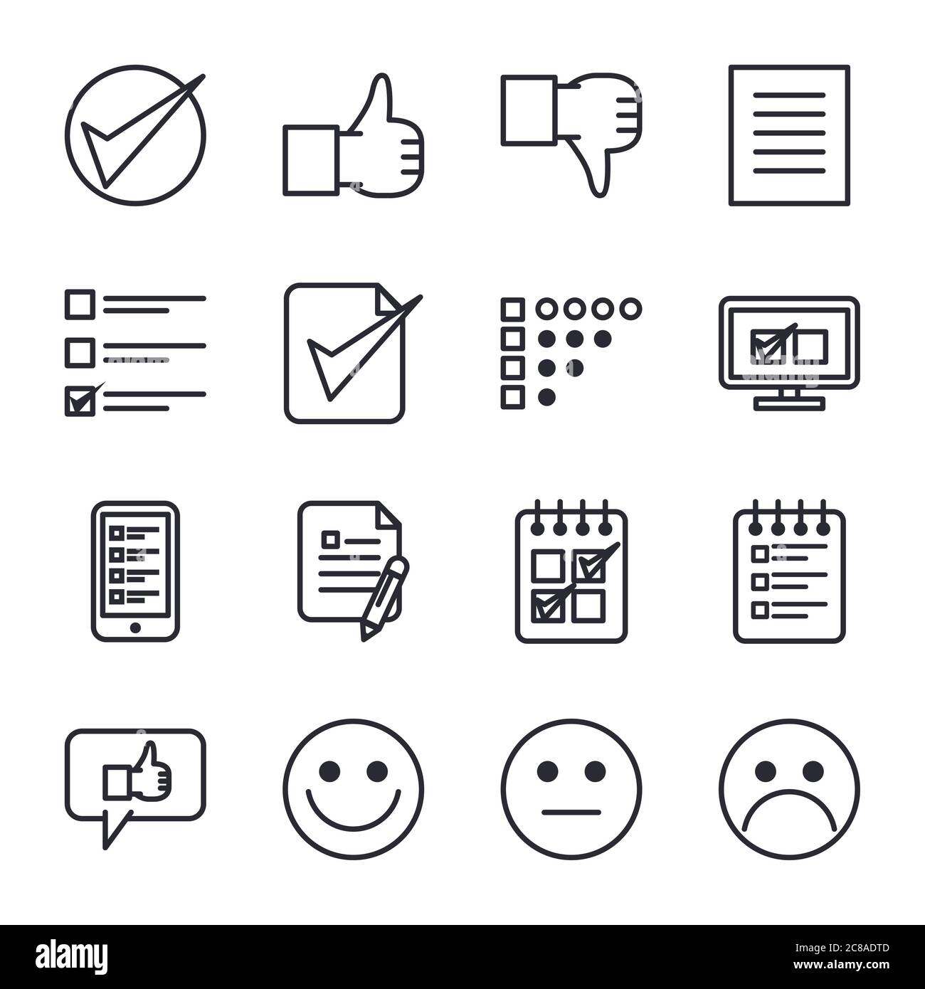 Questionary line style icon set design, Survey and exam theme Vector ...