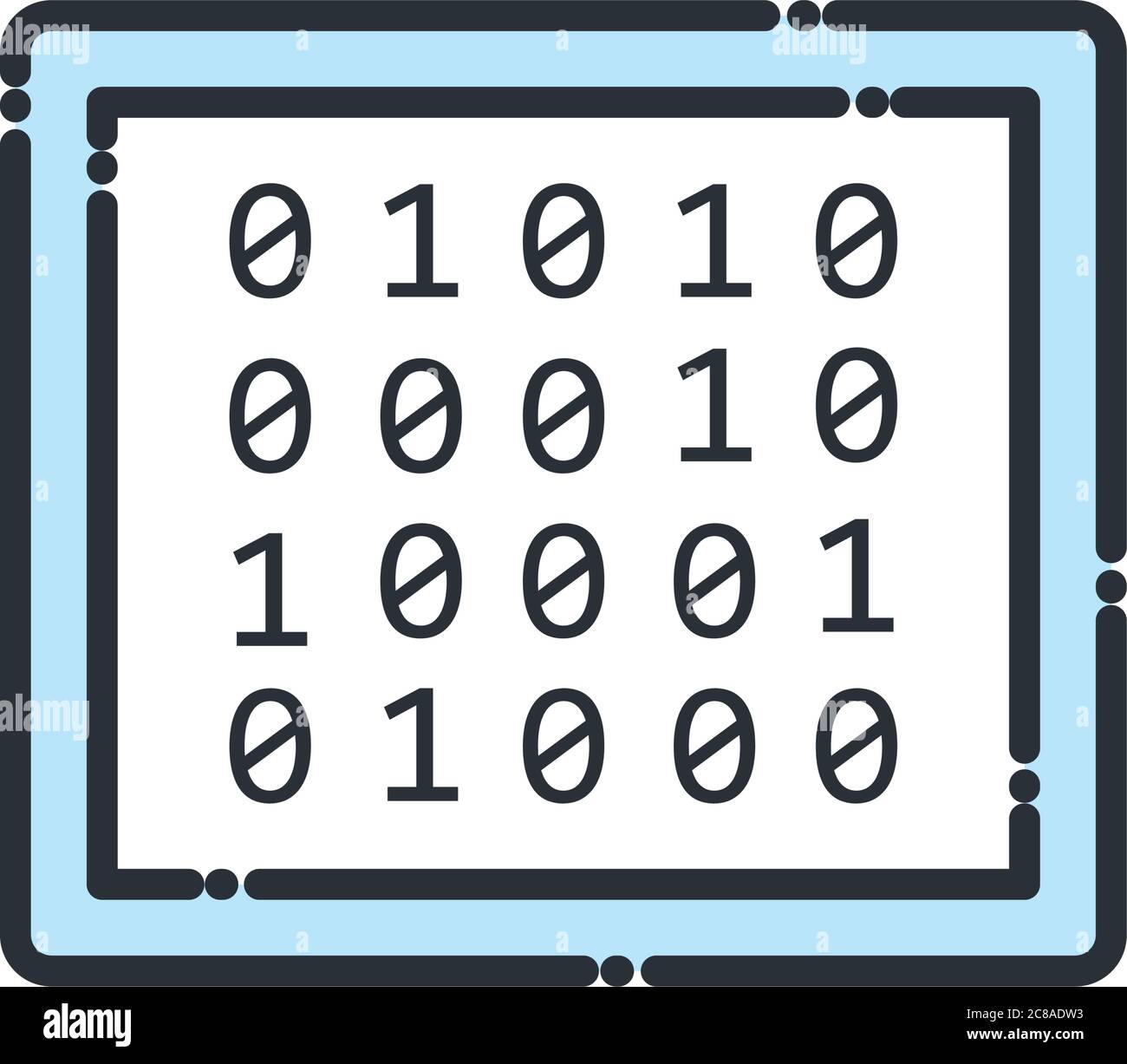 Big data code numbers line and fill style icon design, Web hosting center base security system ...