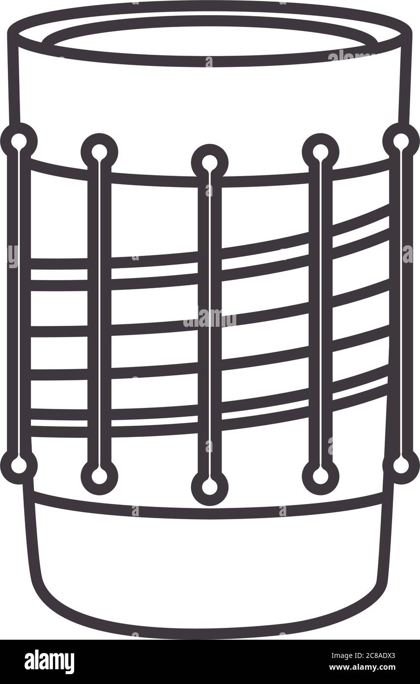 drum instrument line style icon design, Music sound melody song musical ...
