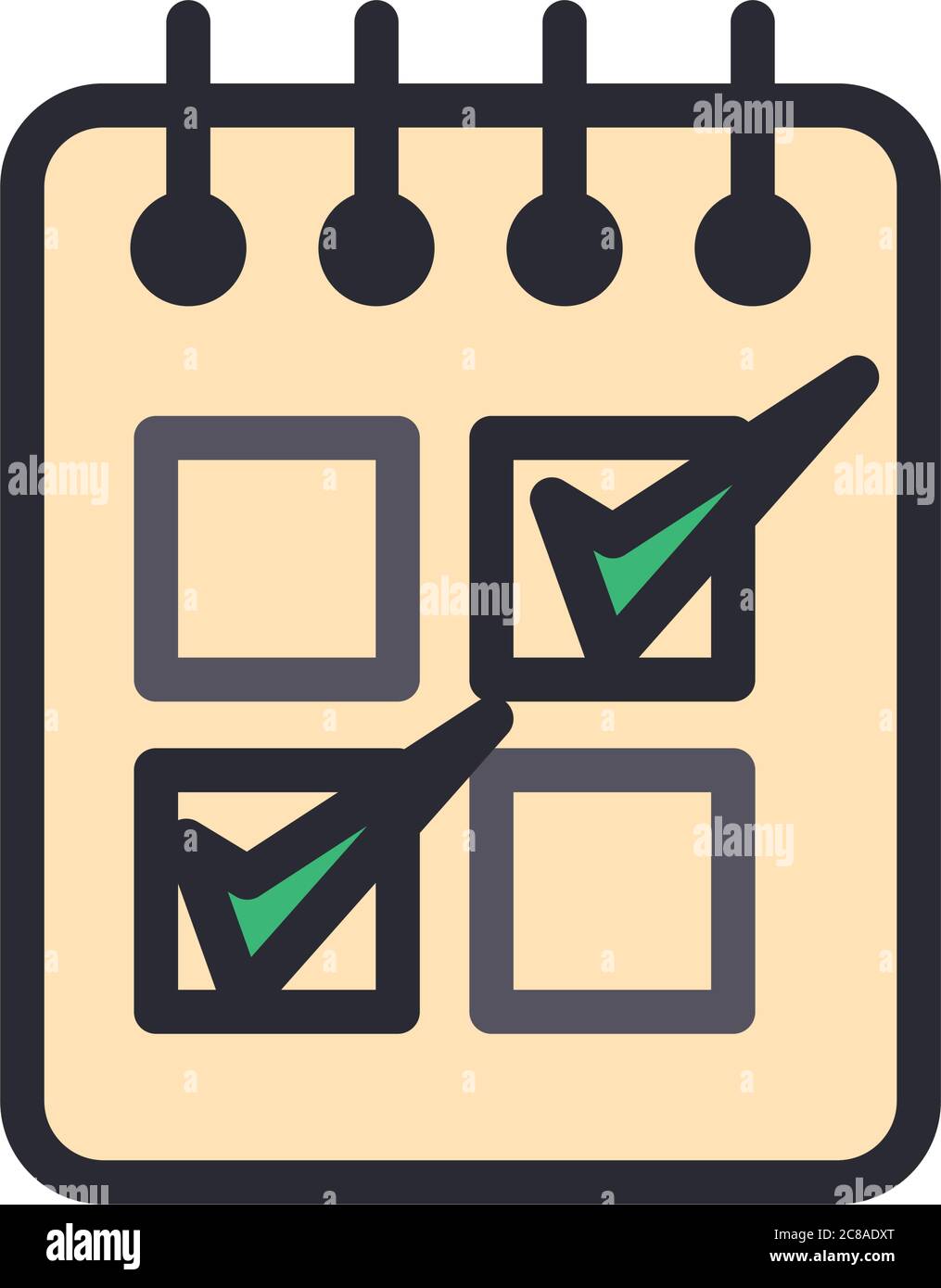 Notebook with check marks options line and fill style icon design ...