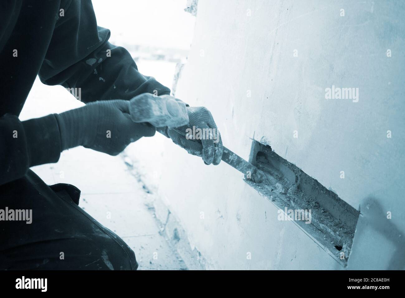 Building renovation works in appartment work by builders to renovate ...