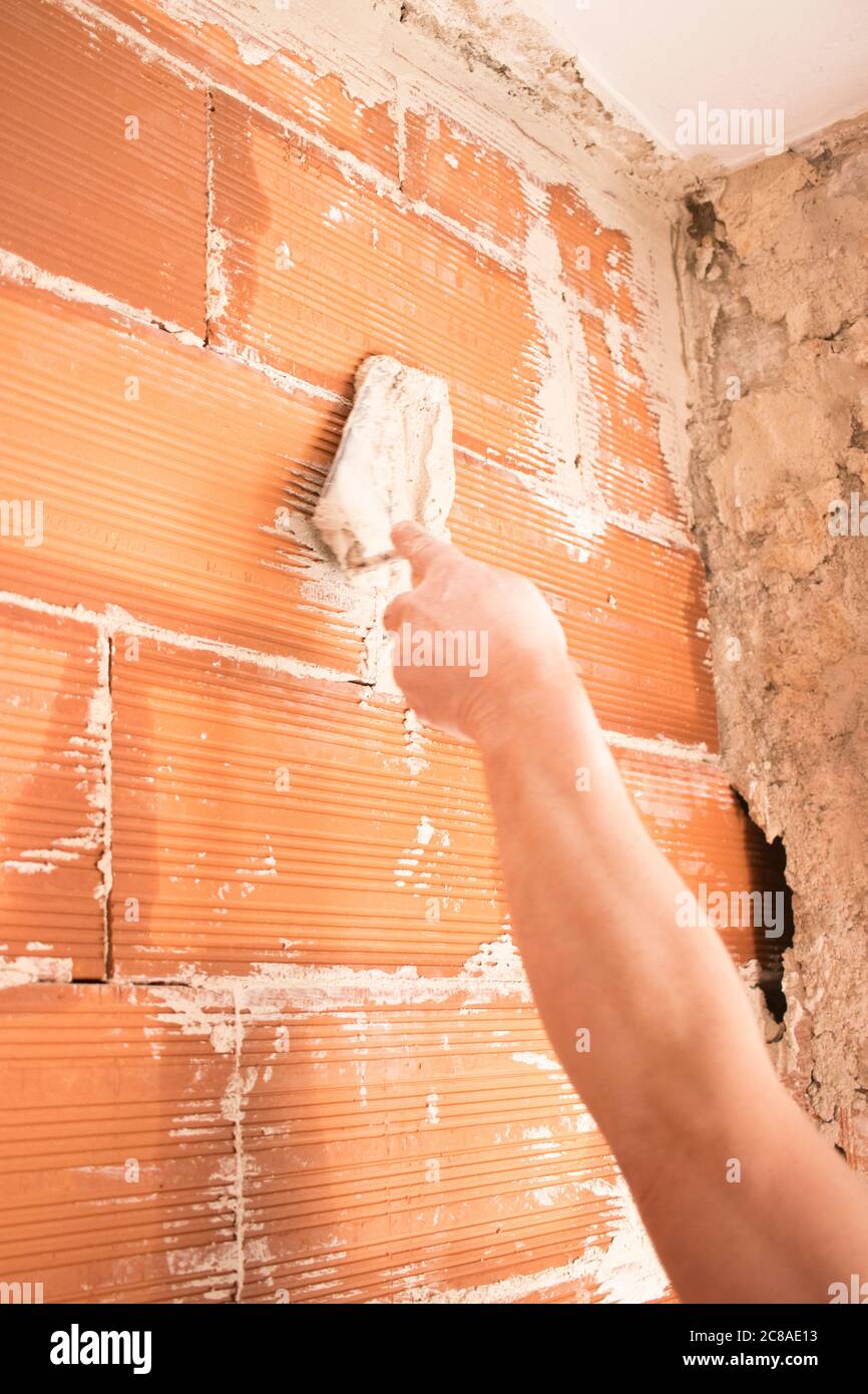 Building renovation works in appartment showing refurbishments works by ...