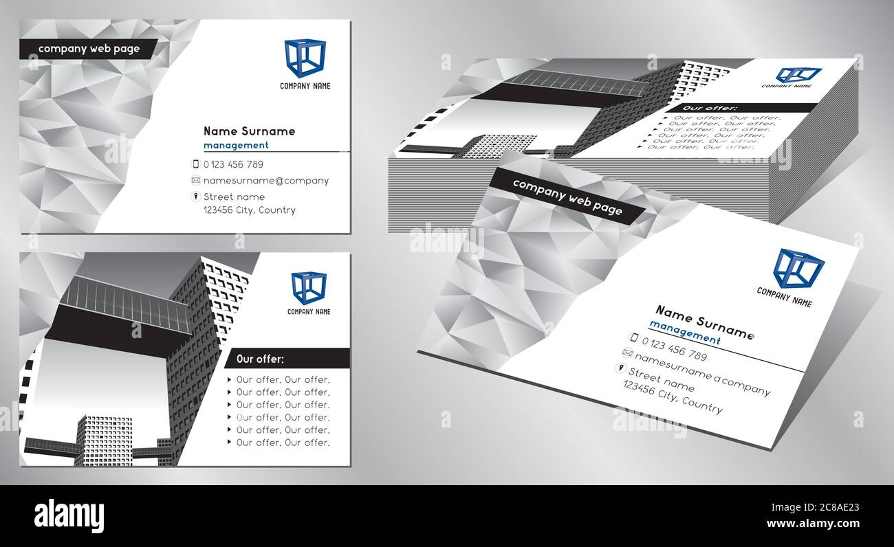 Business card template (85x55 mm) - modern office buildings Stock ...