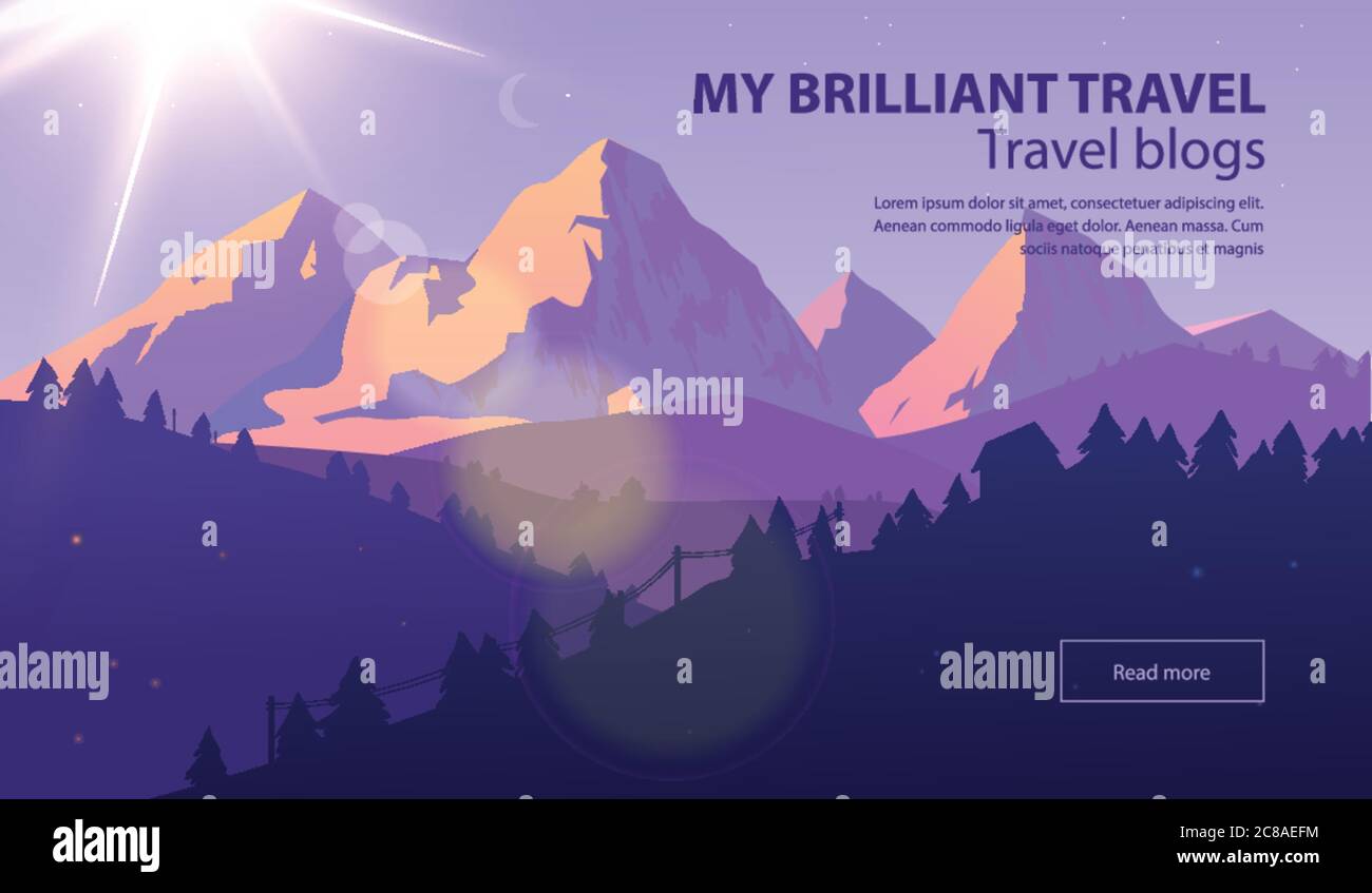 Vector beautiful landscape banner. Horizontal banner for web design ...