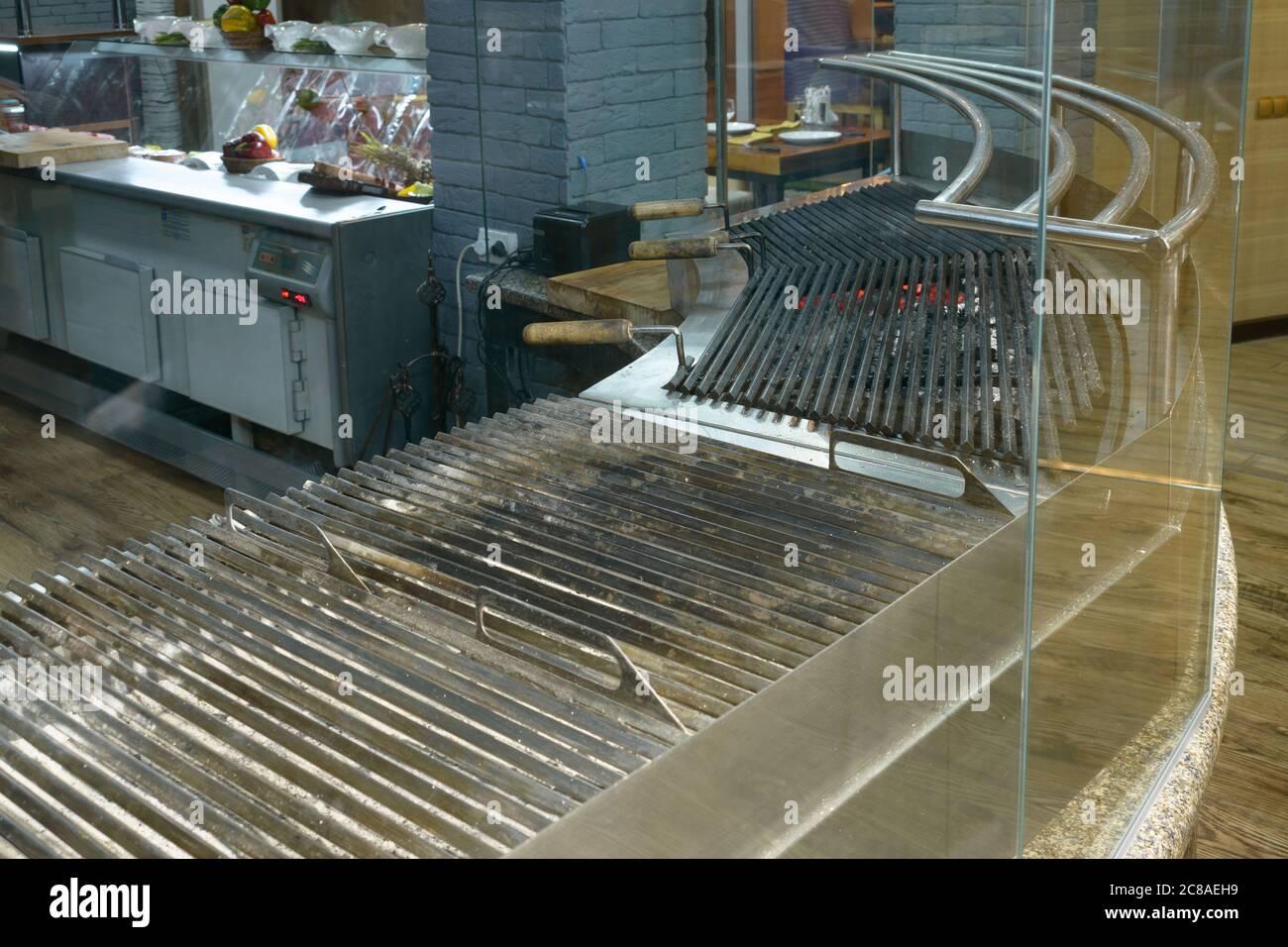 Barbecue grill in the restaurant in the kitchen Stock Photo - Alamy