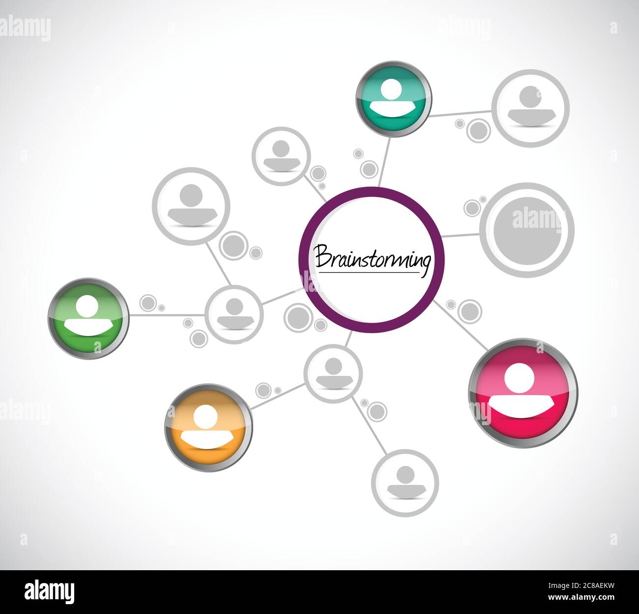 Brainstorming network diagram illustration design over a white ...