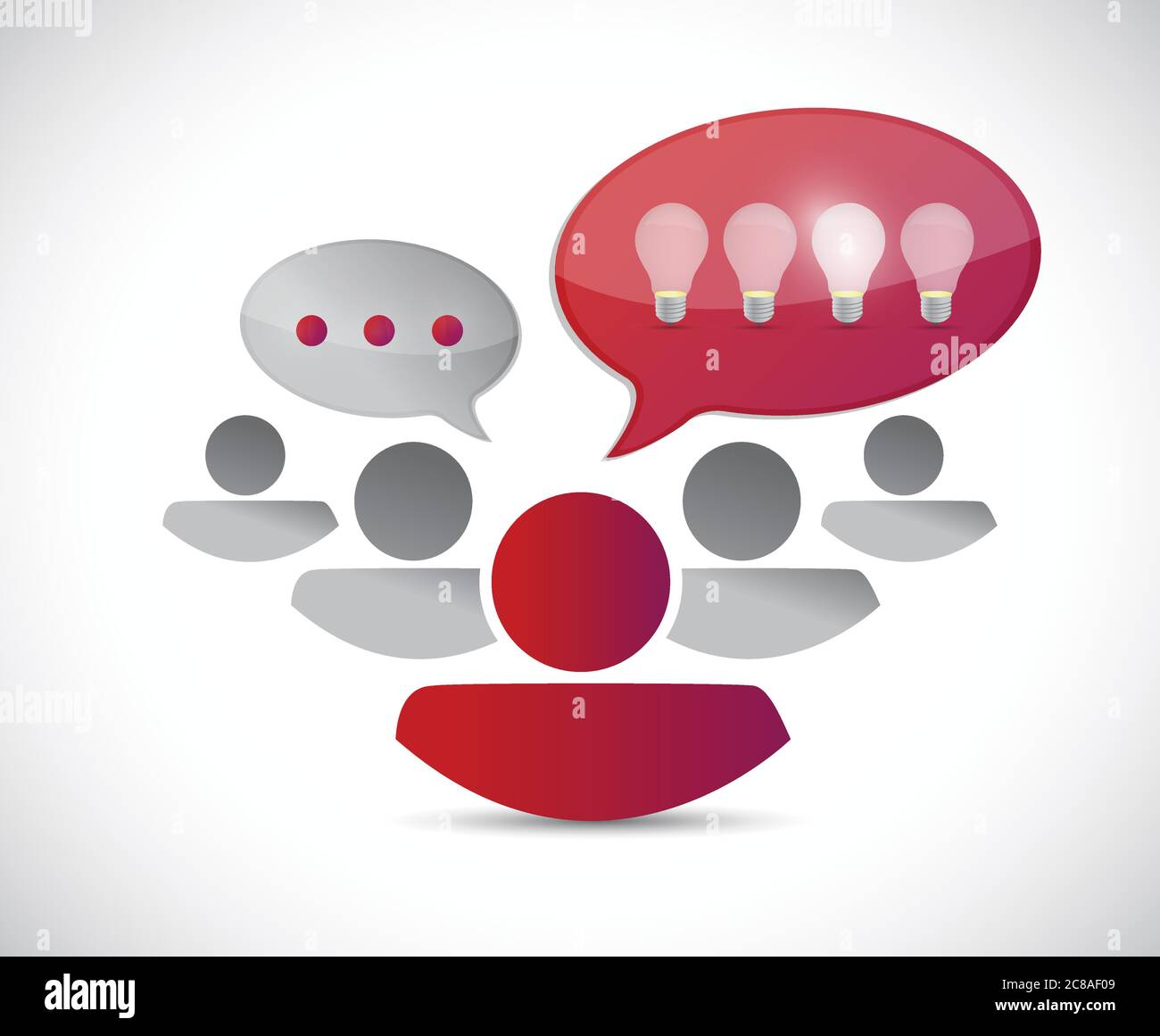Teamwork thinking in new ideas concept illustration design over a white ...