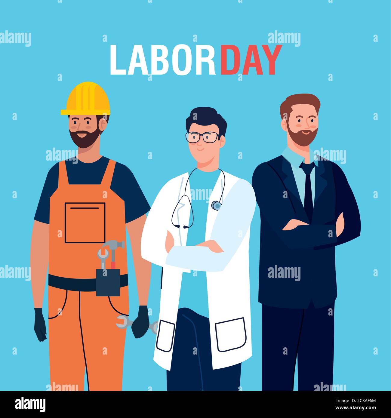 labor day poster, with men group different occupation Stock Vector ...
