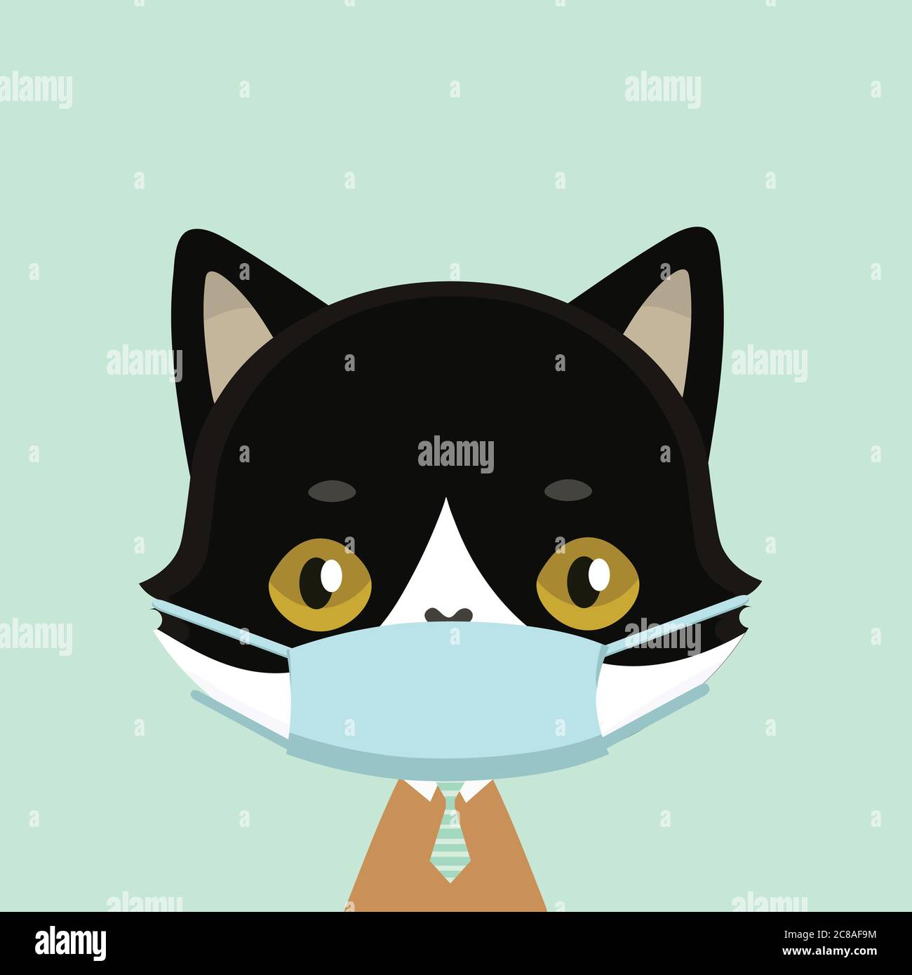 vector covid-19 virus face mask cartoon animal illustration Stock ...