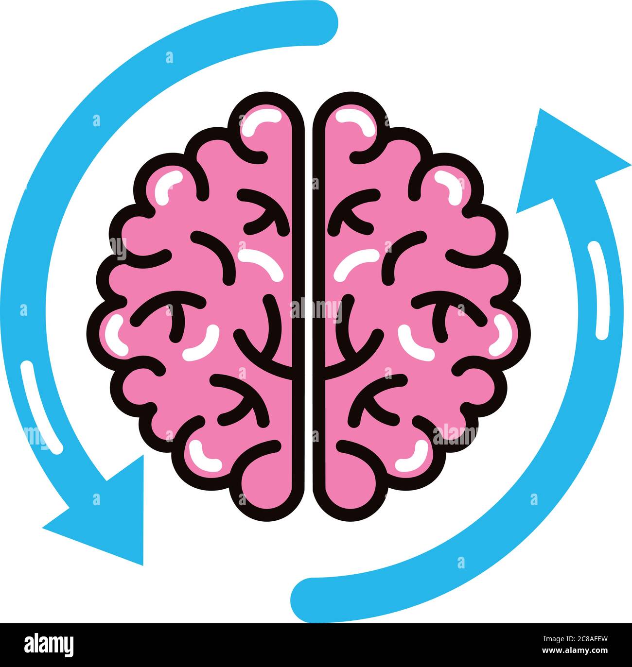 brain human with arrows reload line and fill style icon vector ...
