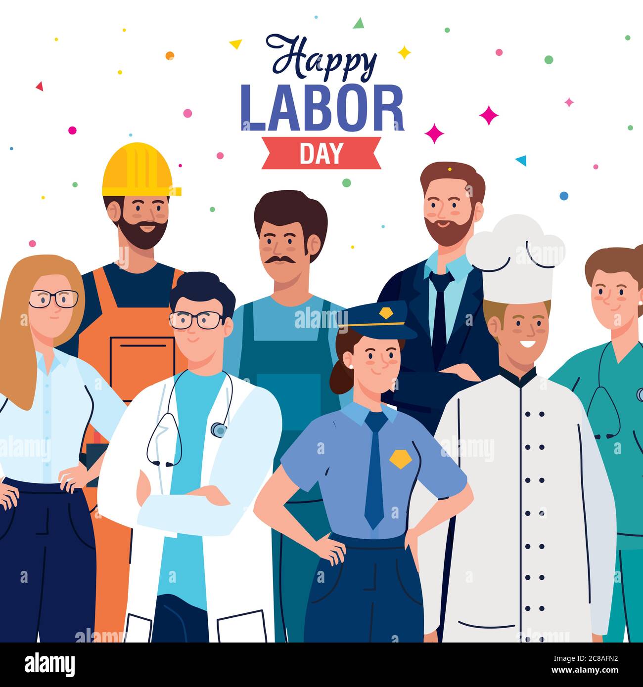 labor day poster with people group different occupation Stock Vector ...