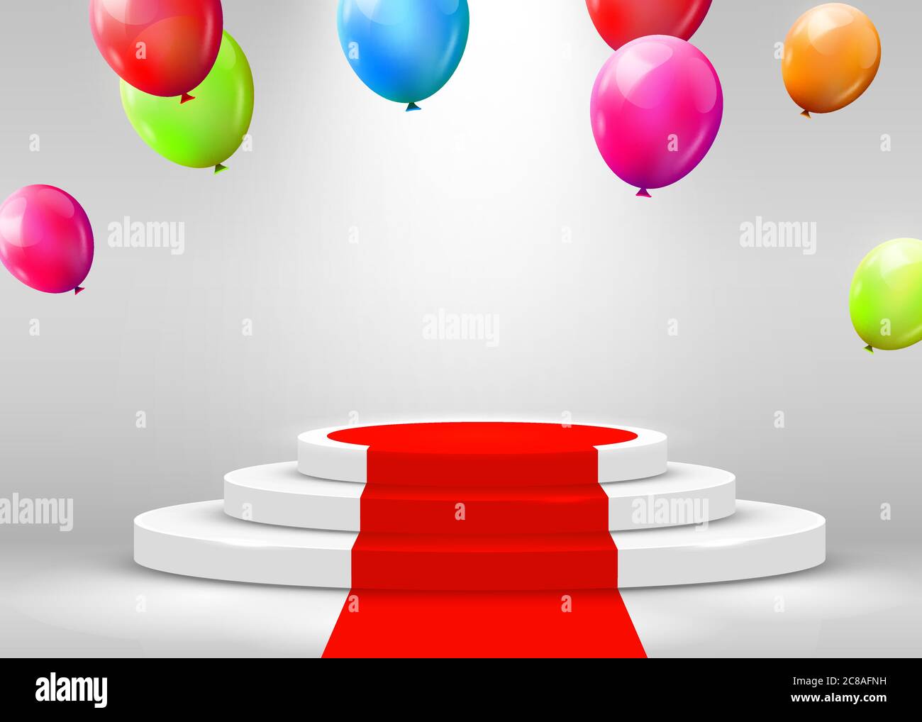 Stage Podium Scene for Award Ceremony illuminated with spotlight, red ...