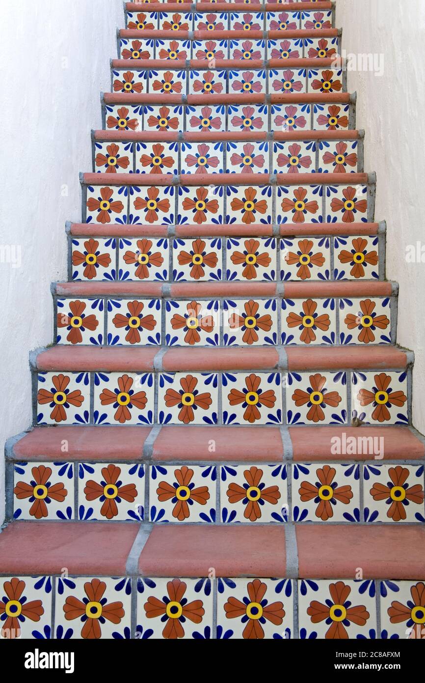 Spanish tiled steps in Old Town San Diego State Historic Park ...
