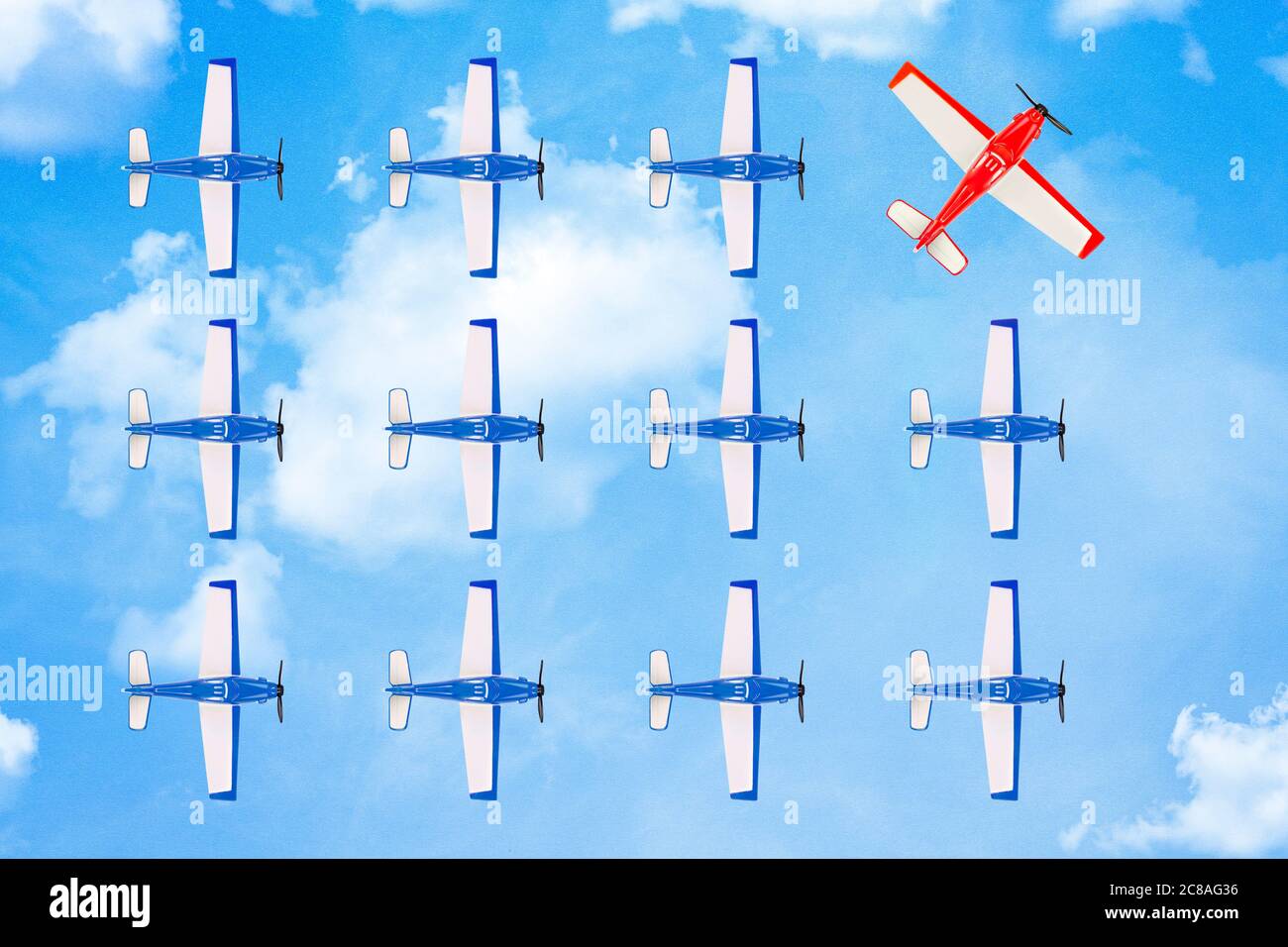 being different concept with red plane going in a different direction ...