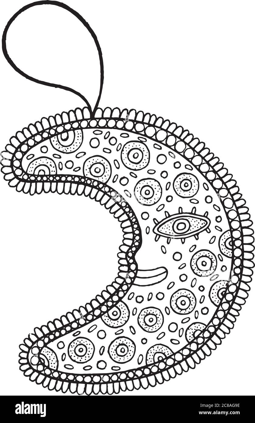 Christmas decoration for christmas tree - moon. Doodle illustration for ...