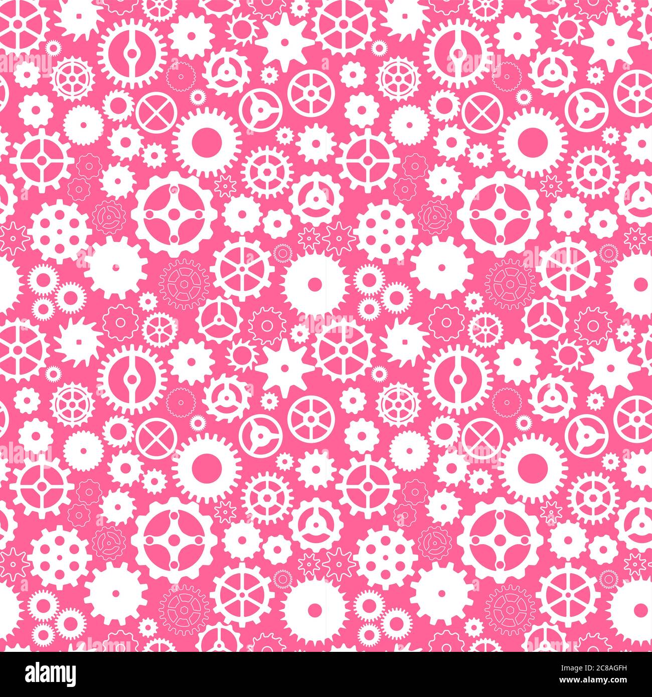 Vector seamless pattern with gears on pink background Stock Vector ...