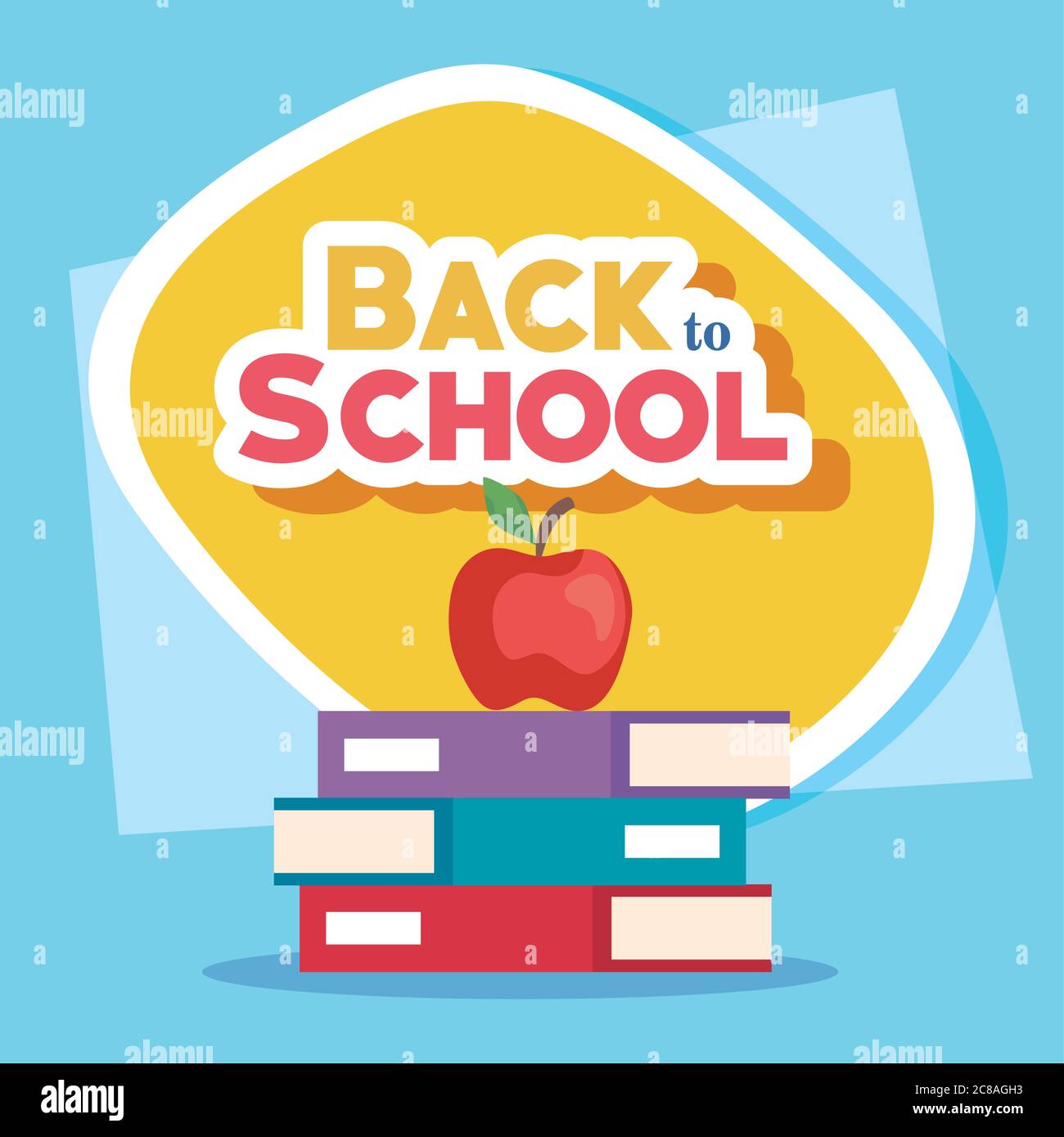 back to school banner with pile of books and apple fruit Stock Vector ...