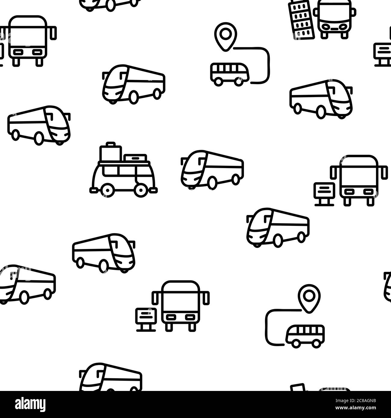 Bus Trip And Travel Vector Seamless Pattern Stock Vector Image & Art ...