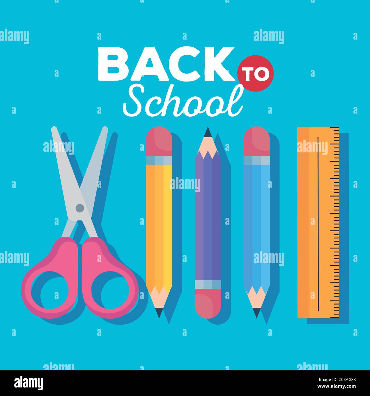 back to school banner, scissors with pencils and ruler Stock Vector ...