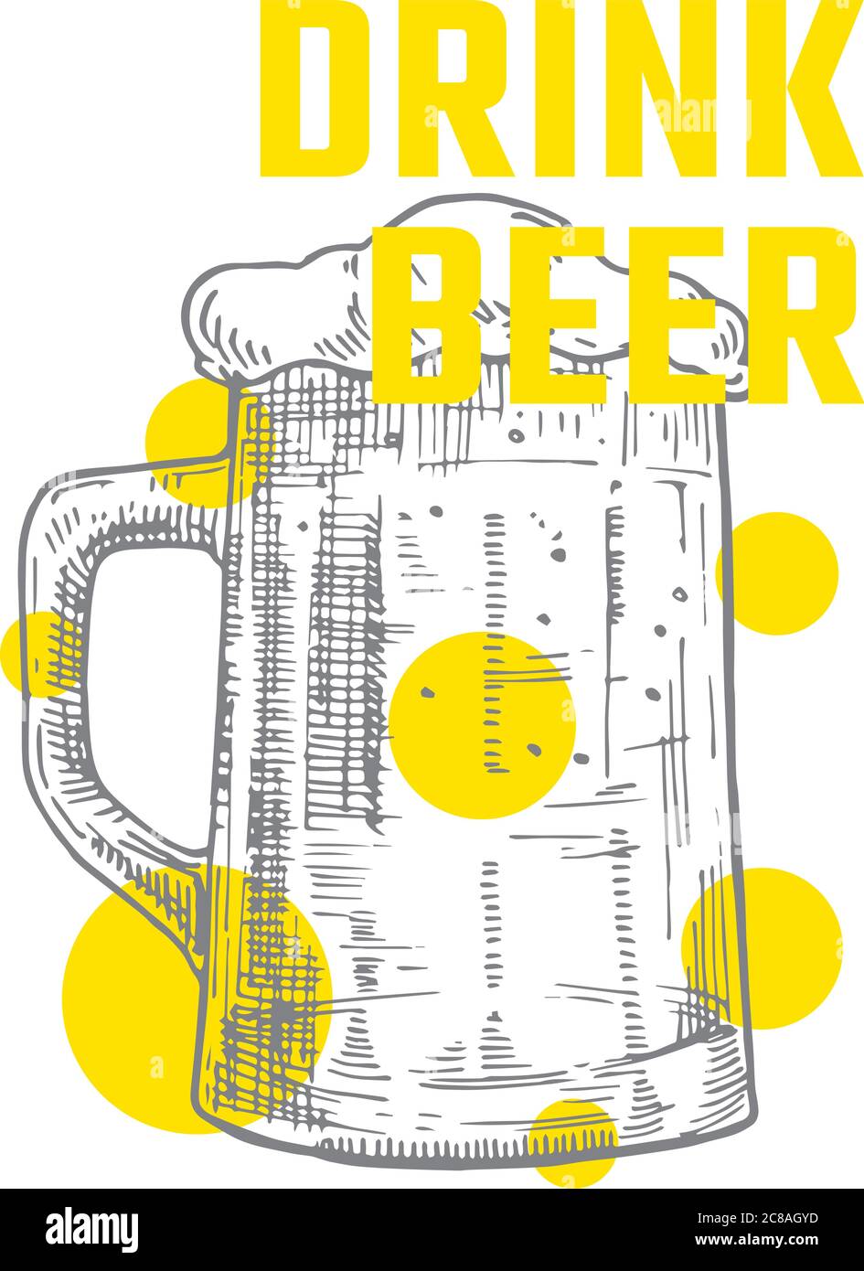 Drink Beer Abstract Vector Sign, Symbol or Banner Template. Hand Drawn ...