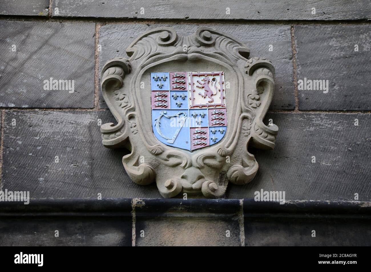 Coat of Arms on King Charles Tower in Chester Stock Photo - Alamy