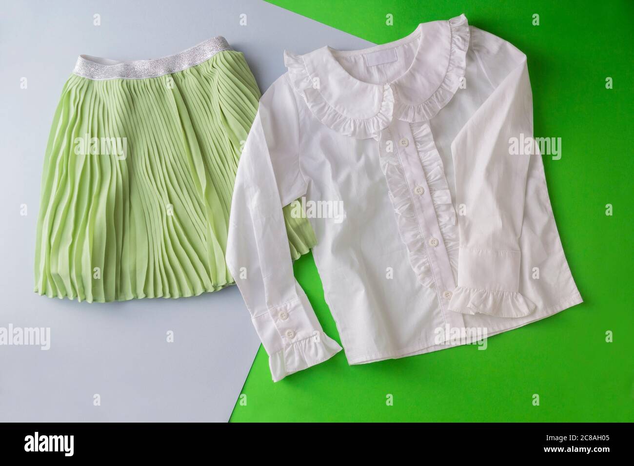 Top view fashion trendy look of girls clothes and shoes, fashion ...