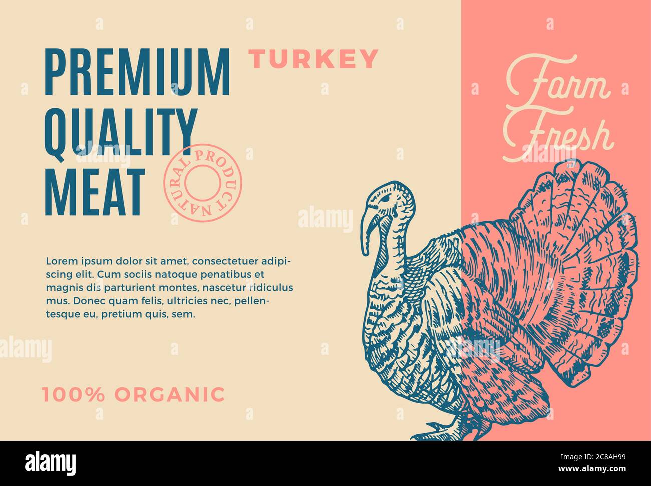 Premium Quality Turkey. Abstract Vector Meat Packaging Design or Label ...
