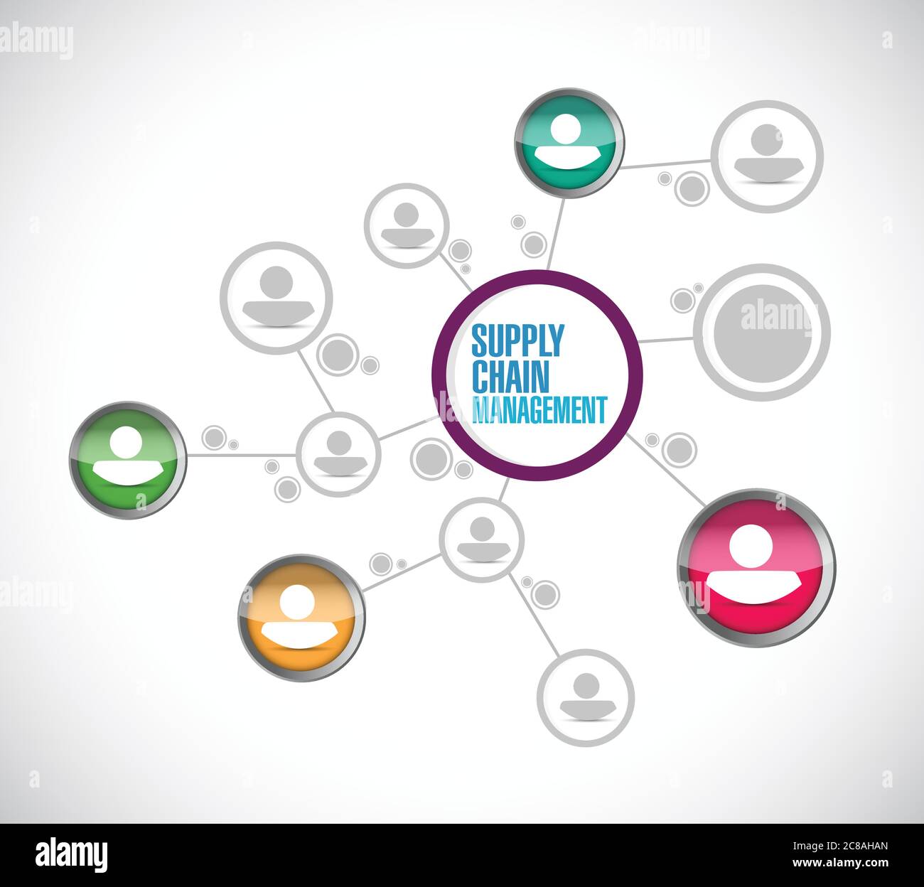 Supply chain management network connection illustration design over a ...