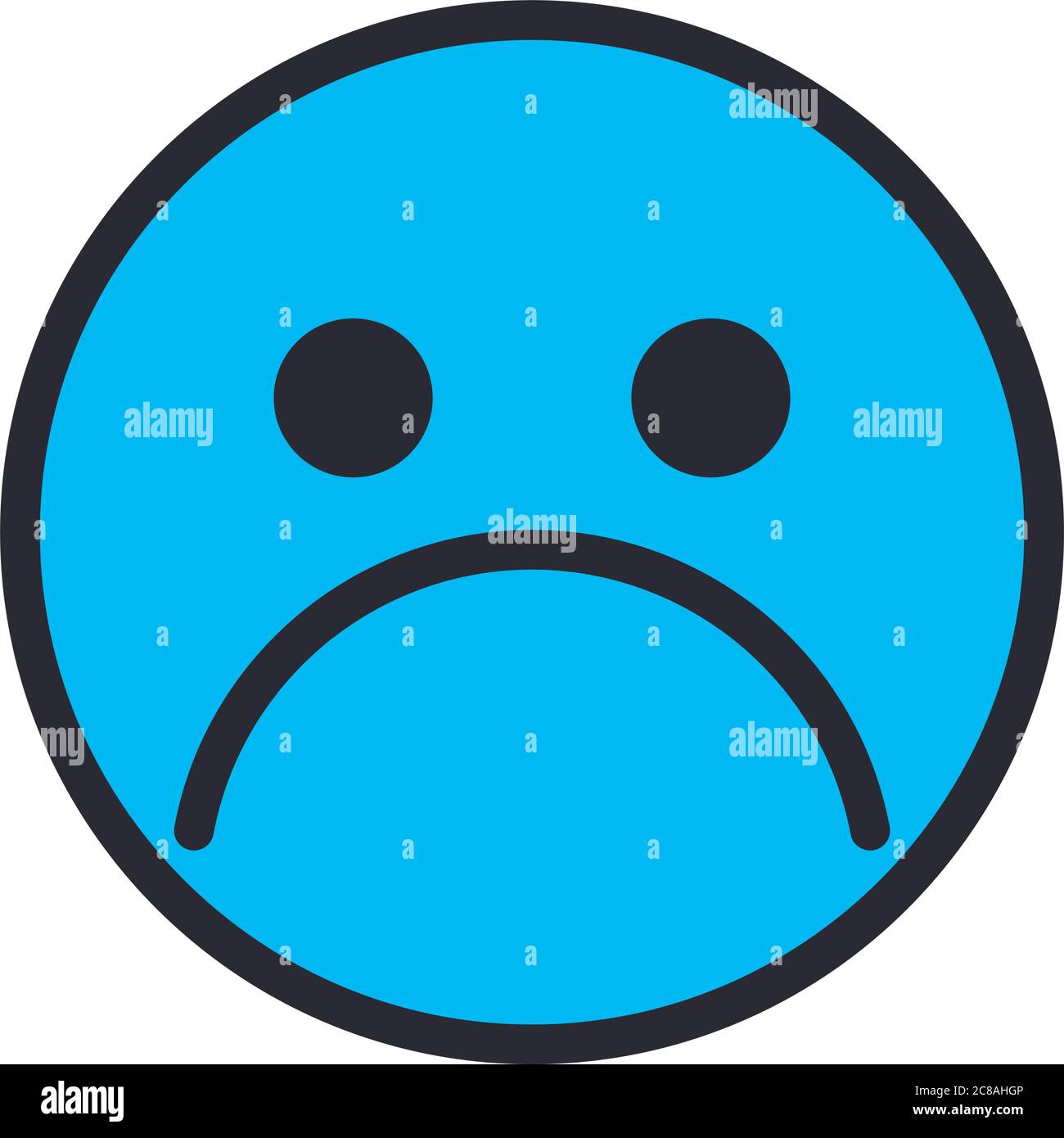 sad emoji face line and fill style icon design, Cartoon expression ...