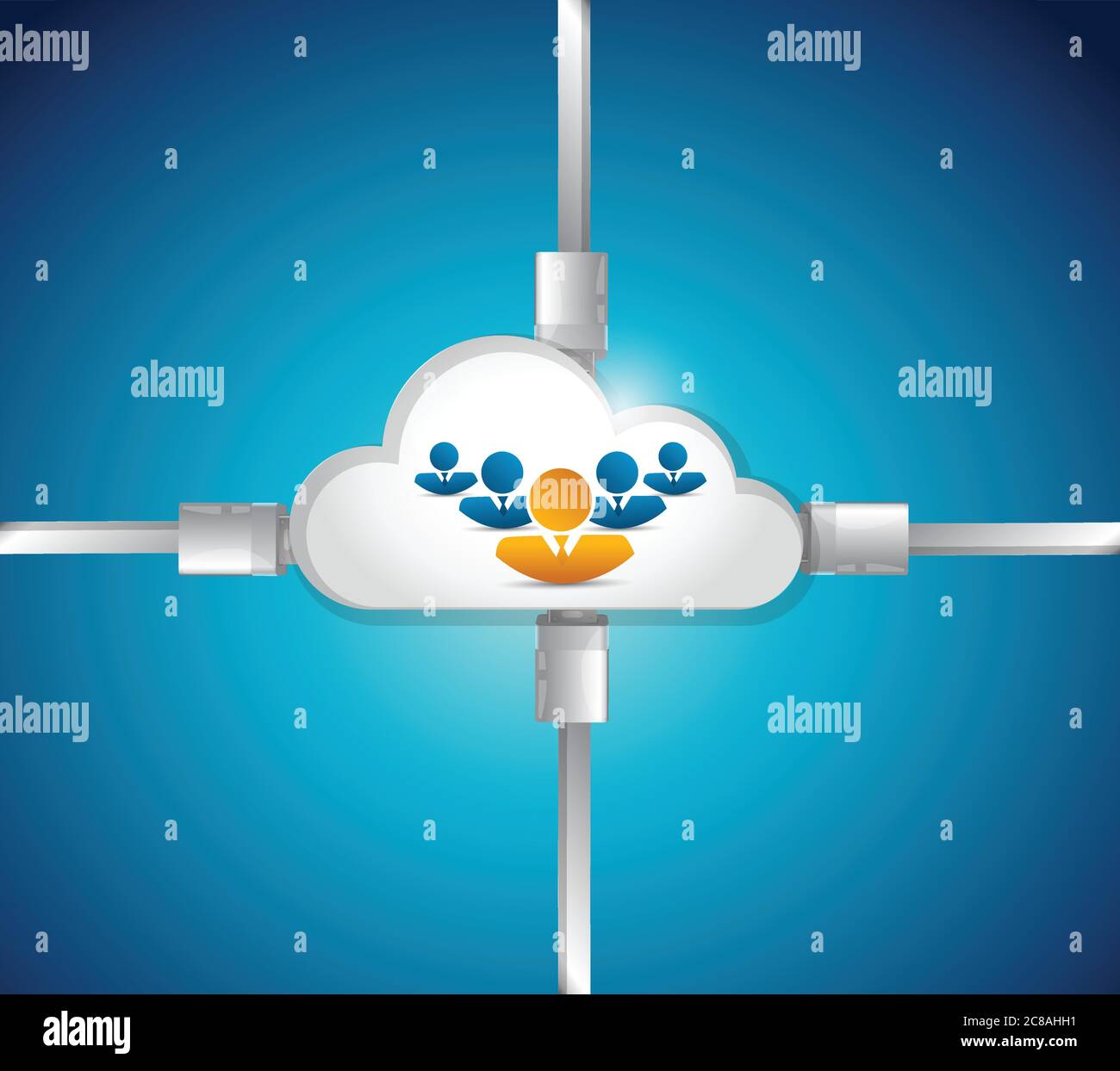 Cloud people connection illustration design over a blue background ...
