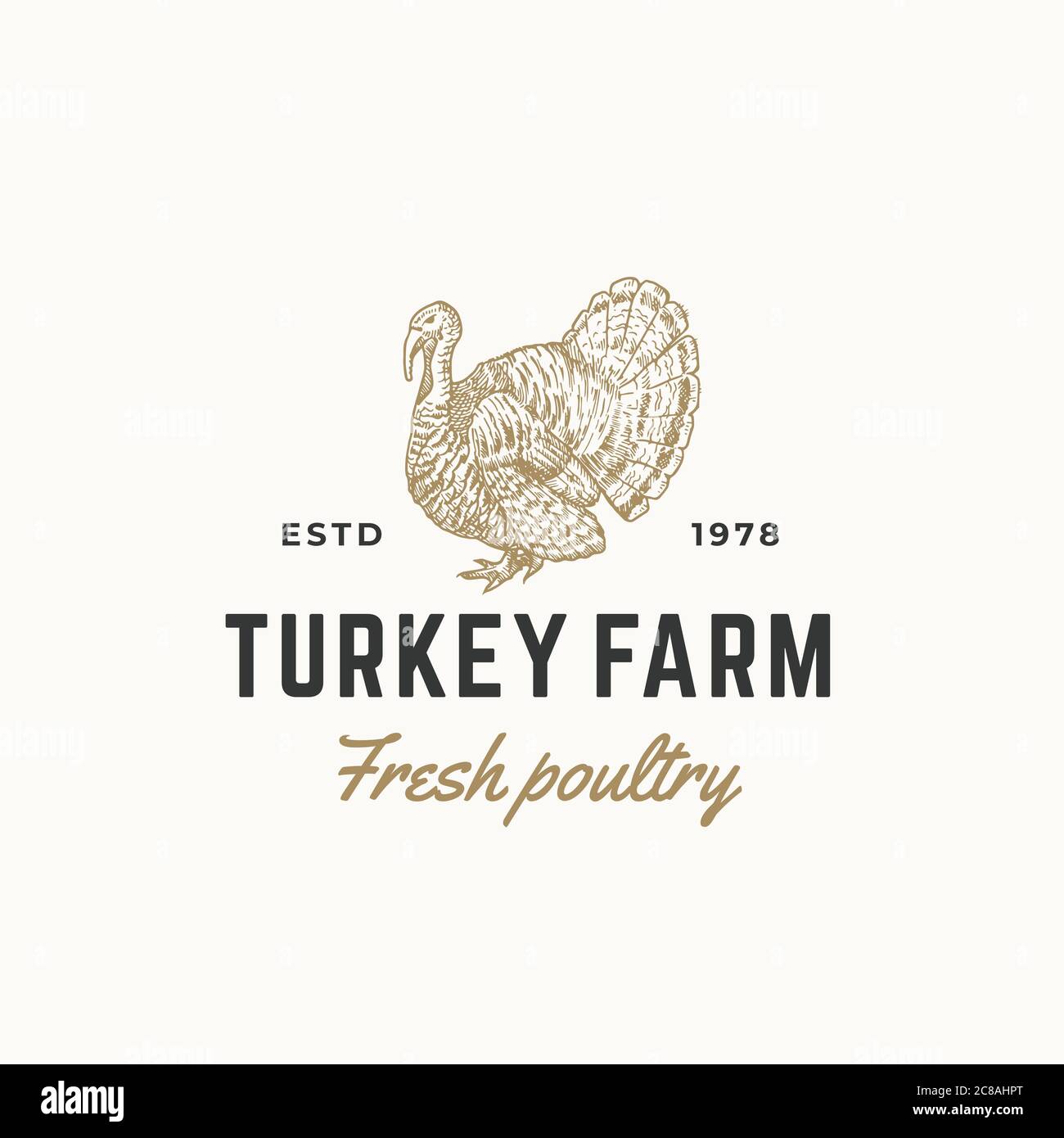 Turkey Farm Fresh Poultry Abstract Vector Sign, Symbol or Logo Template ...