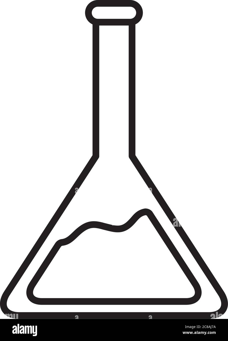 chemical conical flask icon over white background, line style, vector ...