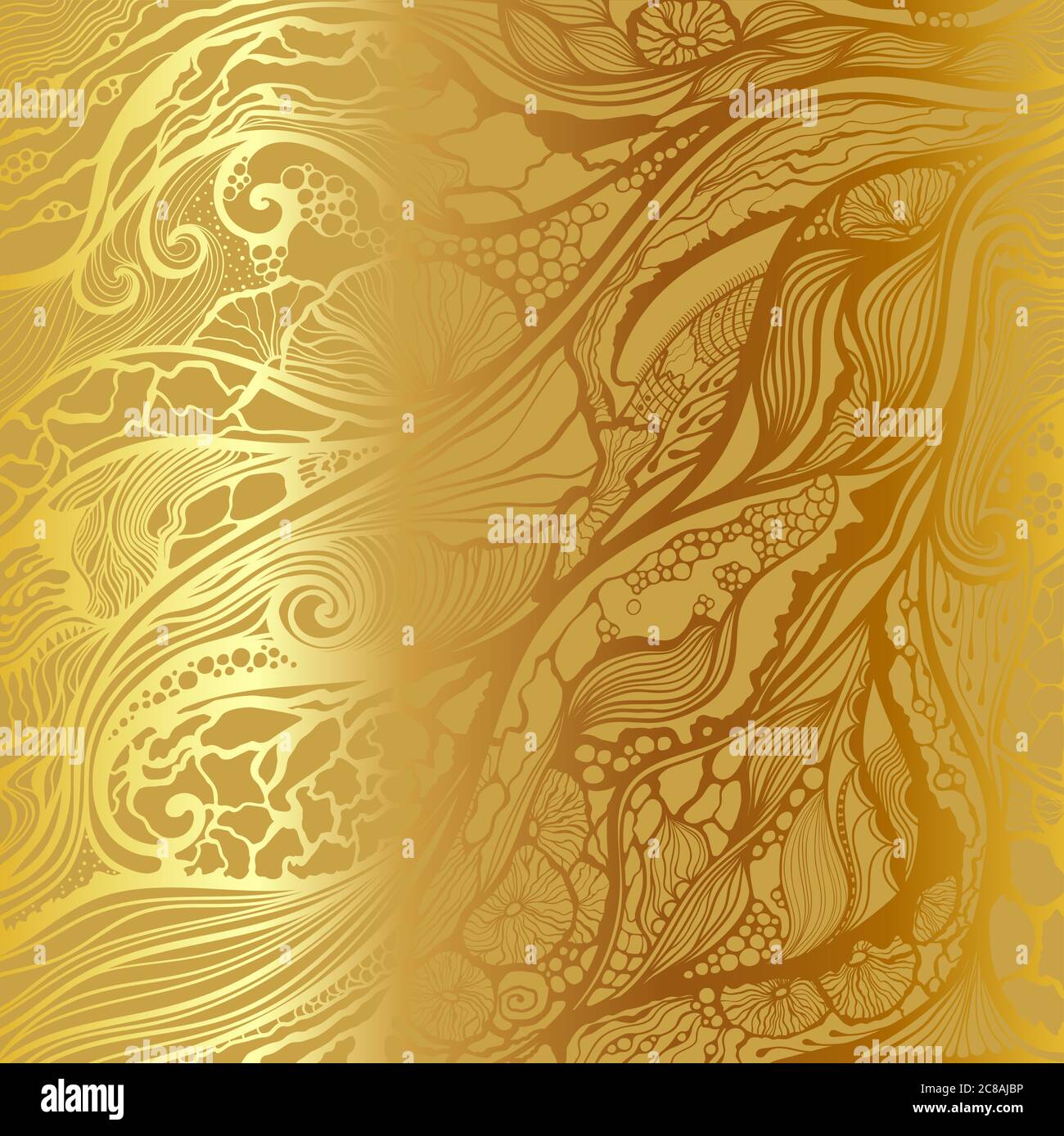 Abstract vector hand drawn doodle pattern. Gold background Stock Vector ...
