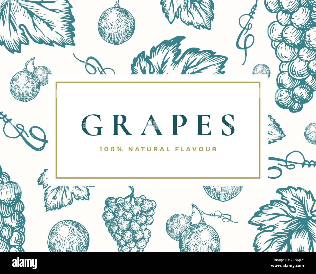 Hand Drawn Grapes Illustration Card. Abstract Vector Grape Bunch and ...