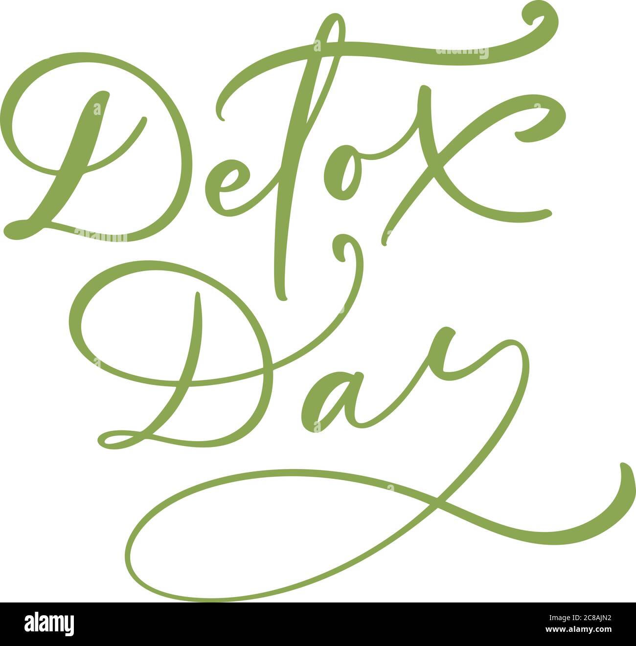 Detox day logo calligraphy lettering text poster in doodle style. Hand ...
