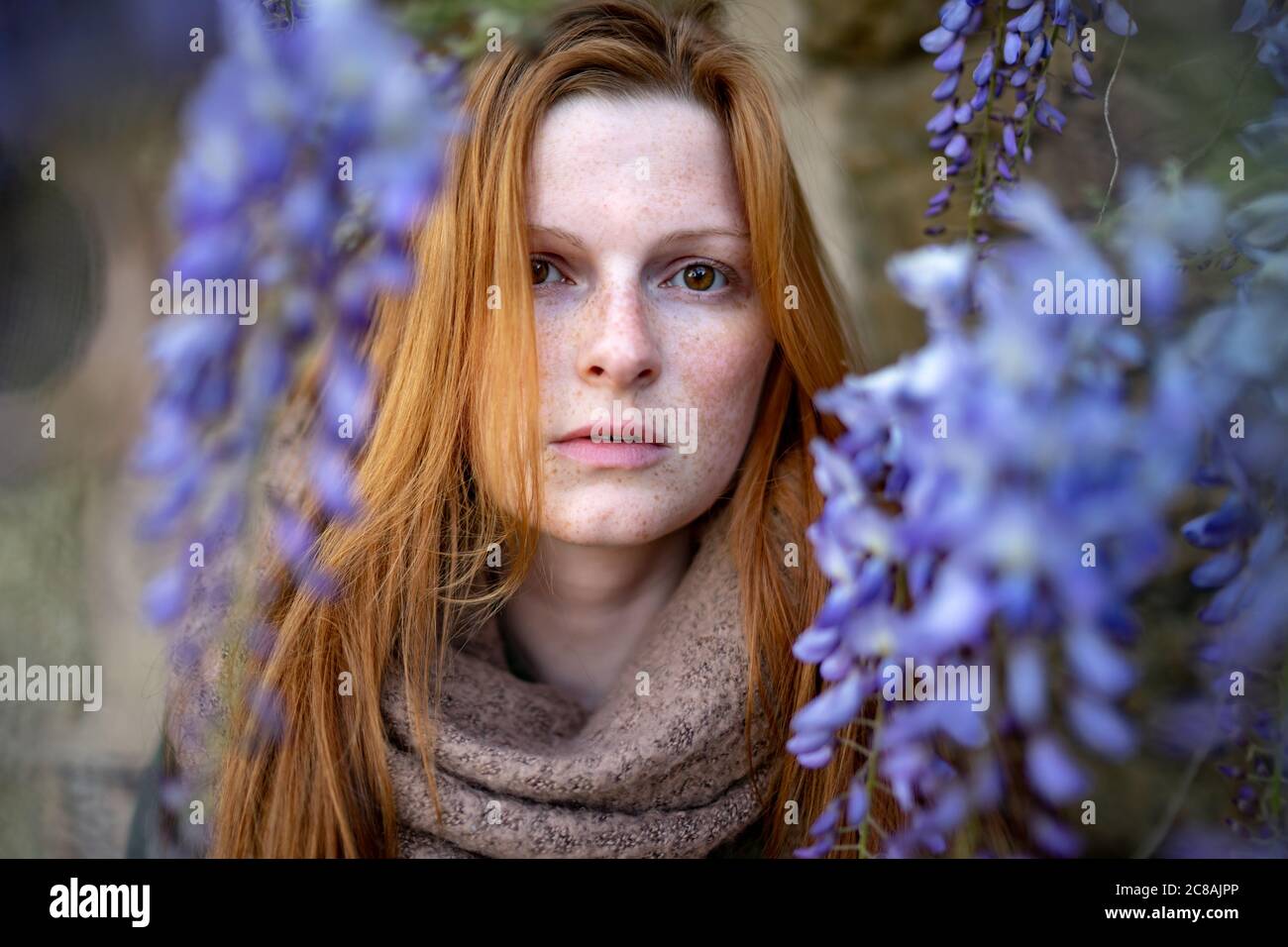 Portrait woman wearing blue scarf hi-res stock photography and images - Alamy