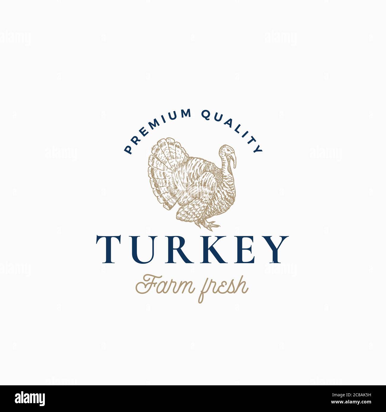 Farm Turkey Abstract Vector Sign, Symbol or Logo Template. Hand Drawn ...