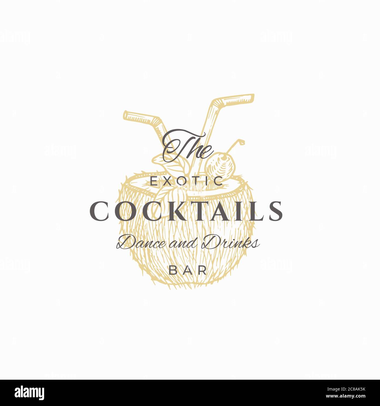 The Exotic Cocktails Abstract Vector Sign, Symbol or Logo Template ...