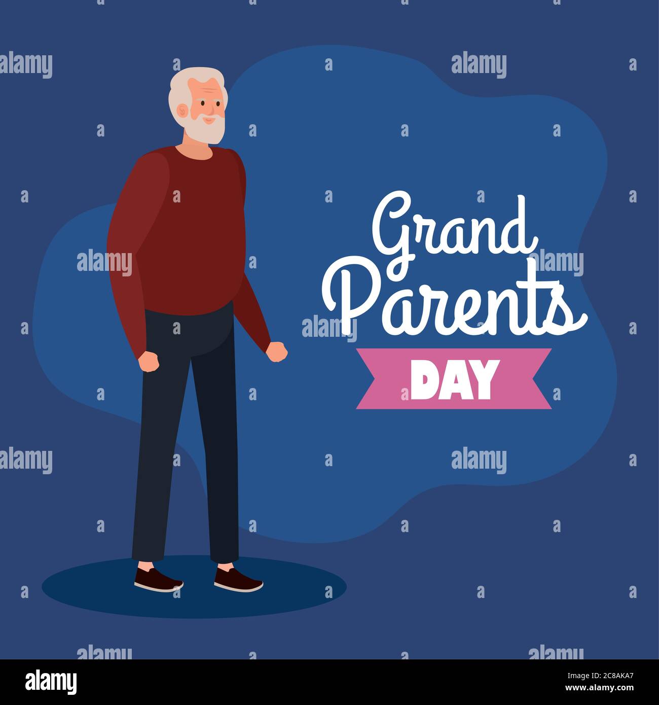 happy grand parents day, with cute grandfather and lettering decoration ...