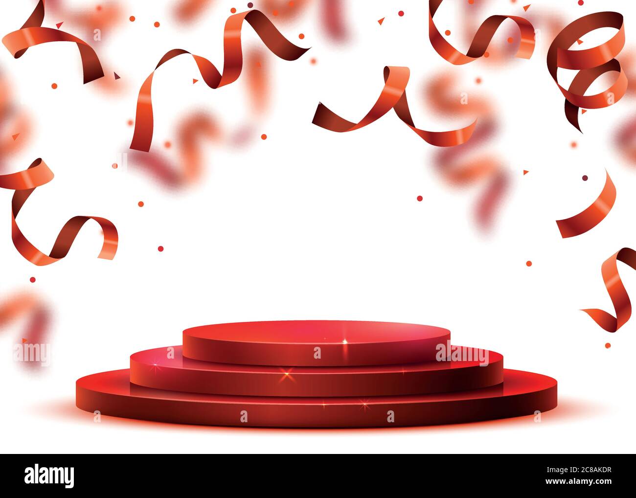 Abstract round podium illuminated with spotlight. Award ceremony ...