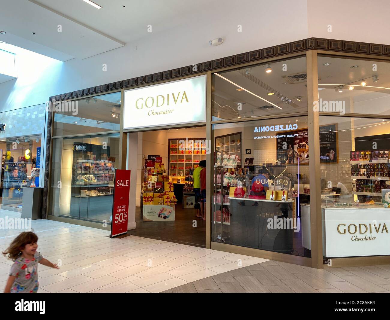 Orlando, FL/USA-1/17/20: An exterior view of a Godiva retail store at the Florida Mall an indoor ...