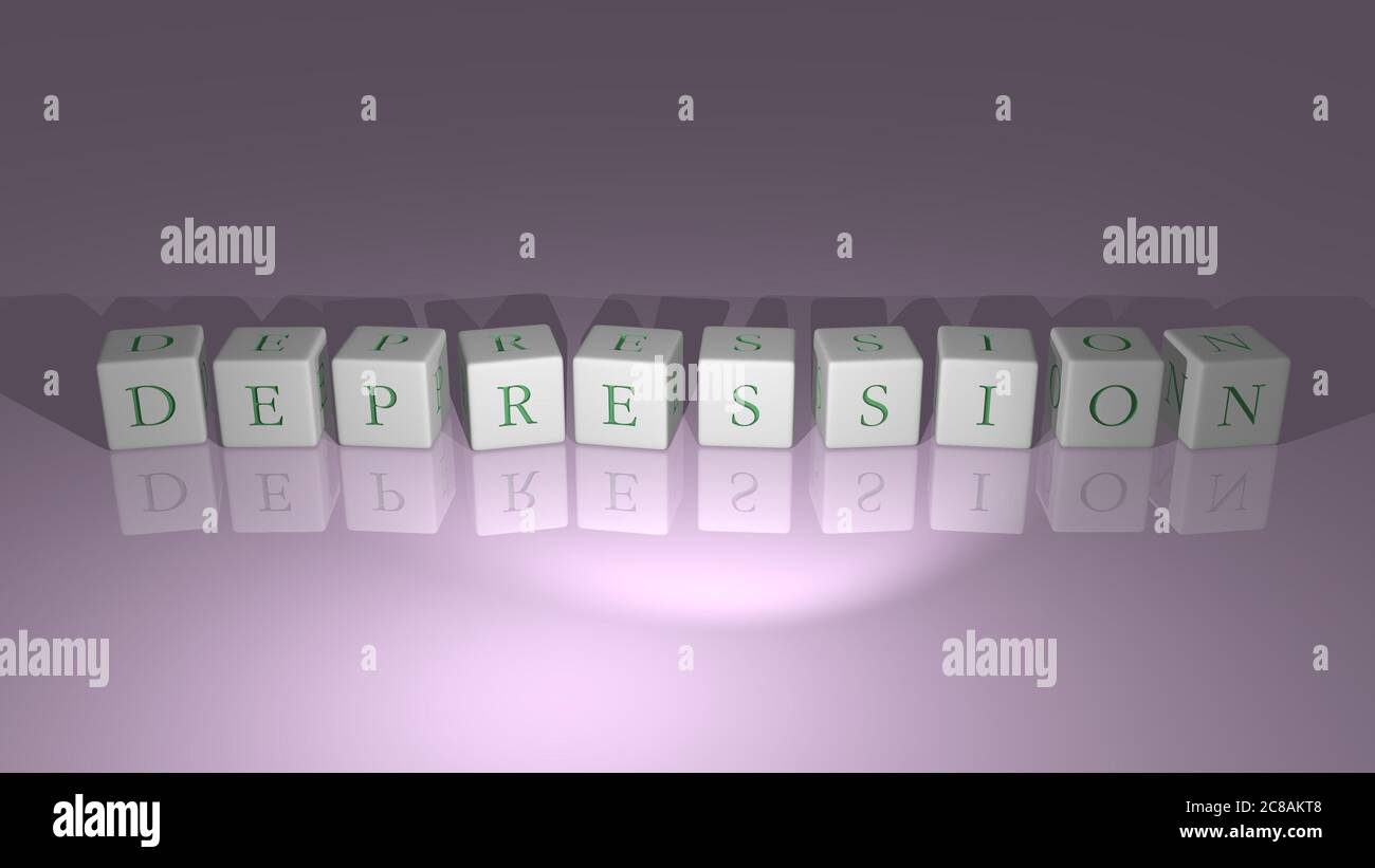 shiny Depression built by cubic letters from the top perspective ...