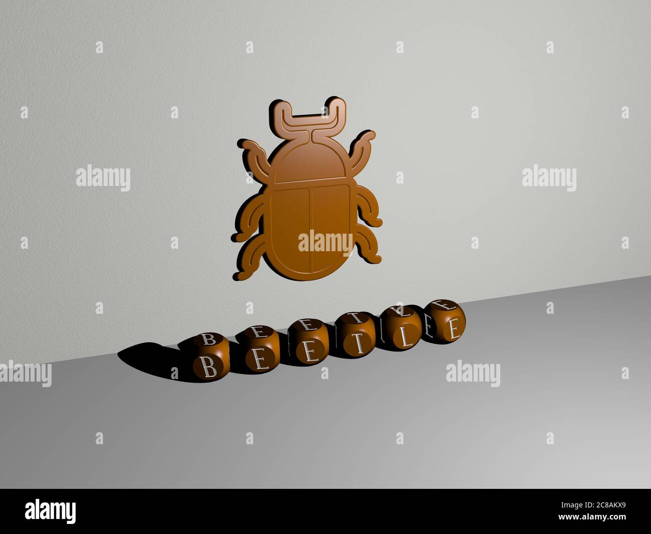 3D graphical image of beetle vertically along with text built by ...