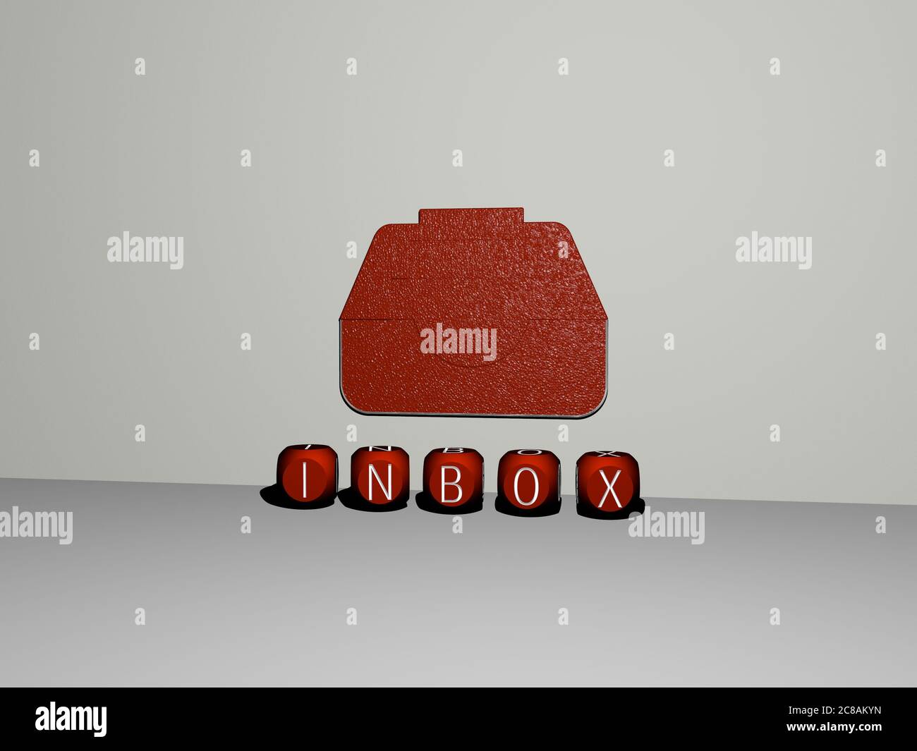 3D graphical image of inbox vertically along with text built by ...